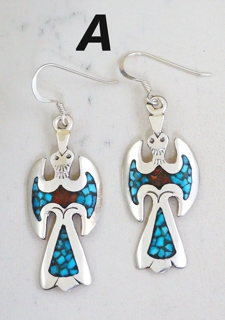 Item #1034W- Navajo Turquoise Coral Chip Inlay Sterling Item #1034W- Navajo Turquoise Coral Chip Inlay Sterling