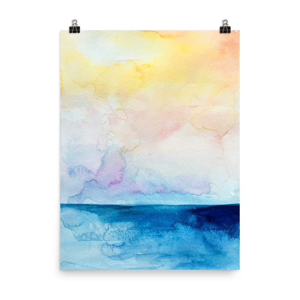 Calm Ocean Watercolor