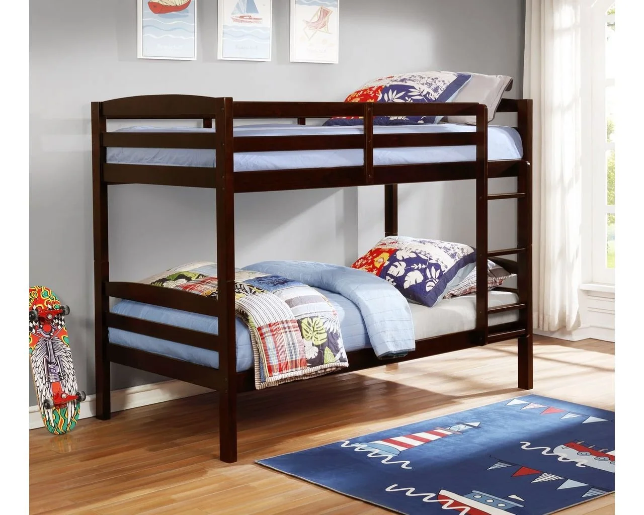 Twin Twin Bunk Bed Espresso Factory Direct Furniture Store America The Beautiful Dreamer
