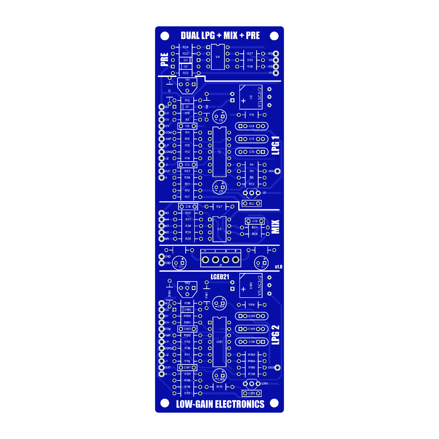 Dual Low Pass Gate + Mixer + Pre-Amp | Low-Gain Electronics Dual Low Pass Gate + Mixer + Pre-Amp | Low-Gain Electronics