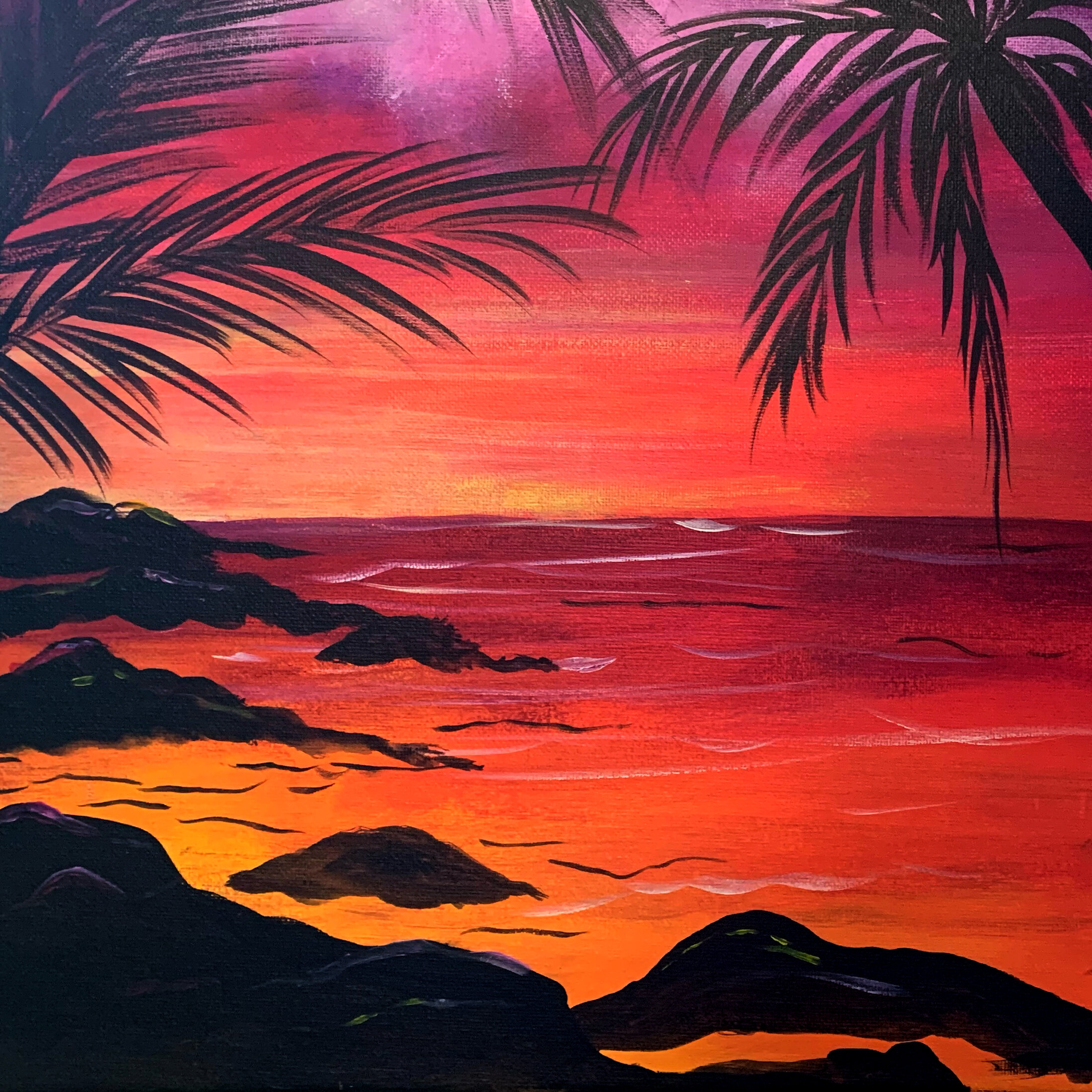 Palm Tree Sunset Painting