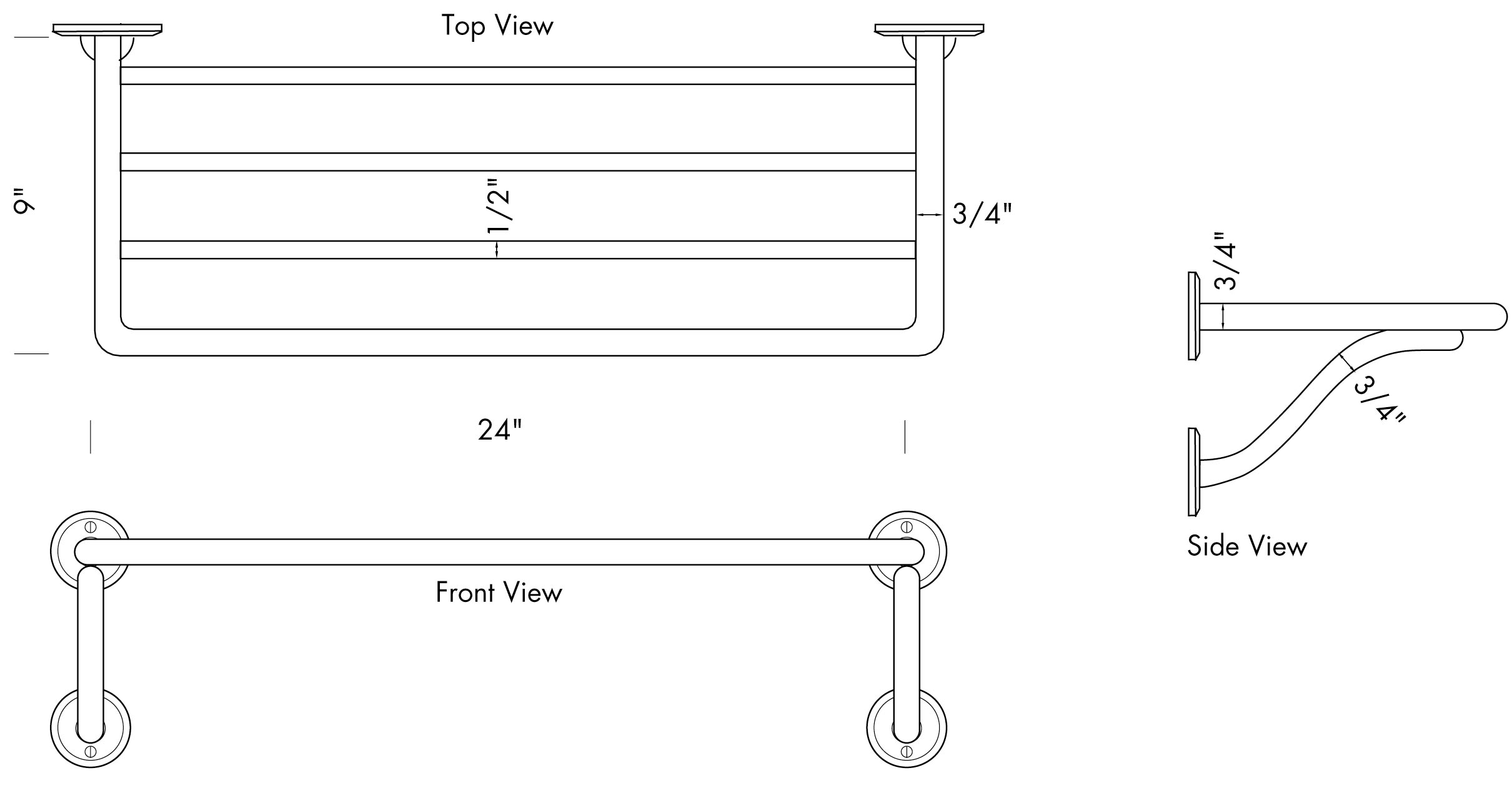 RACK-24 Towel Rack | Sun Valley Bronze Hardware