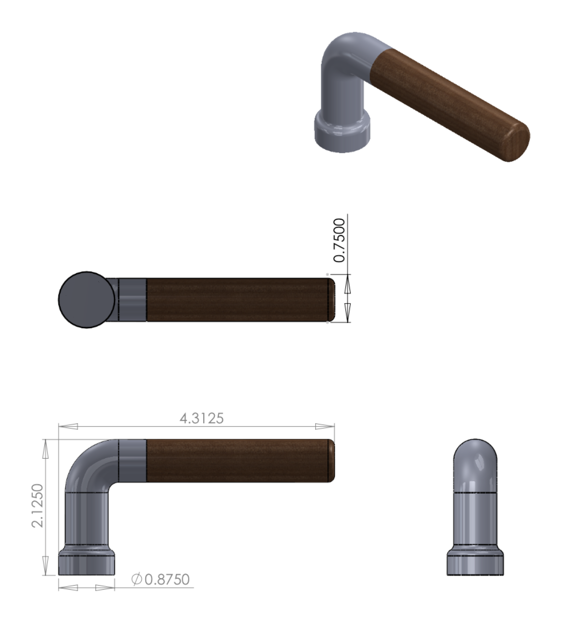 L-W201 Tube Wood Handle Lever | Sun Valley Bronze Hardware