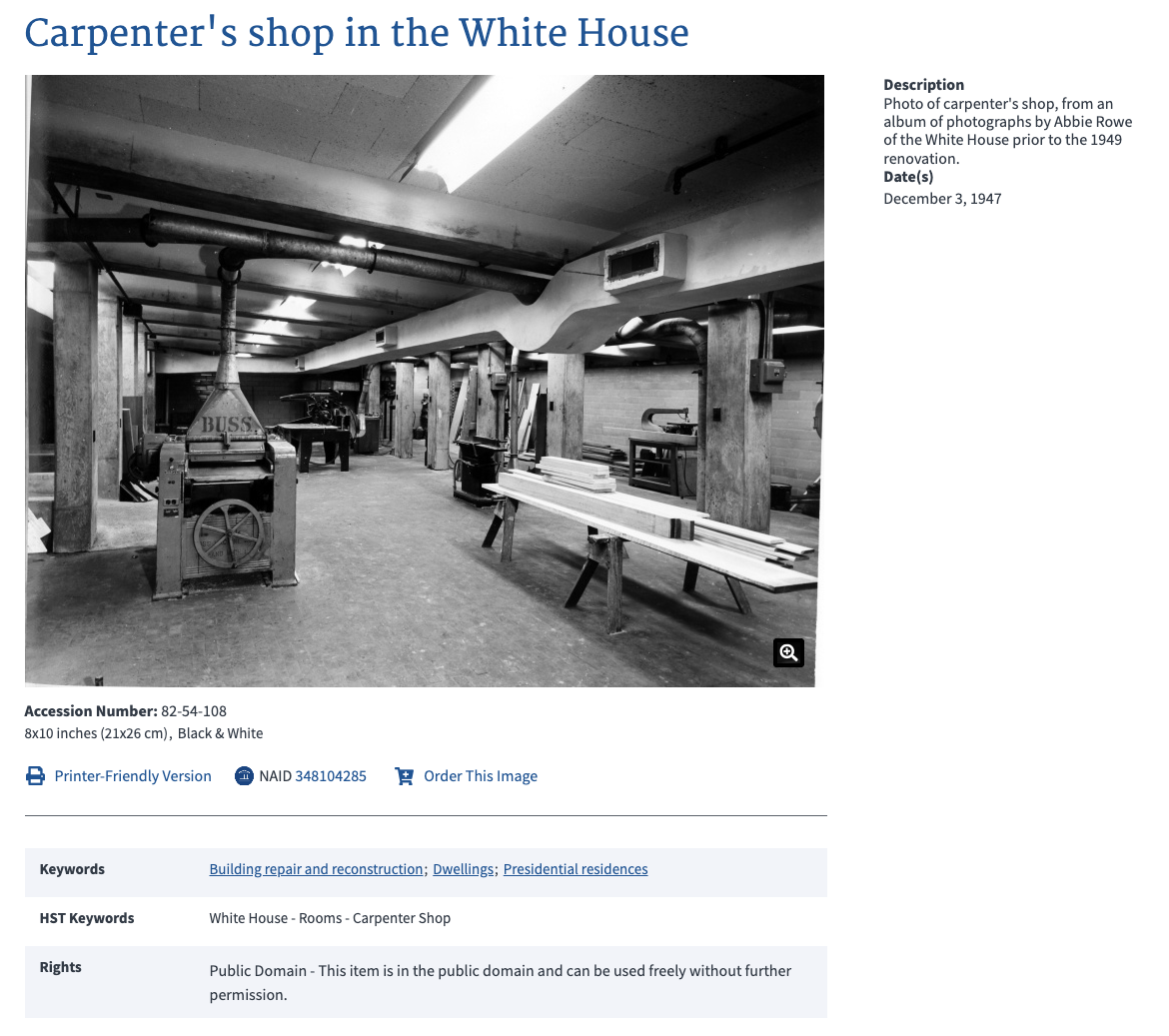 DeWalt in the White House Carpenter's Shop (1947) [woodbutcher 13937.1]