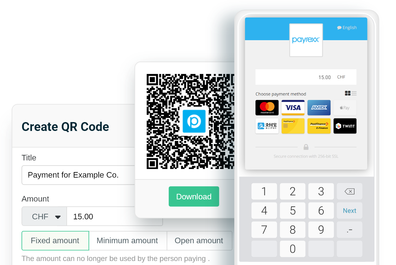 Create QR code and receive payments on the spot