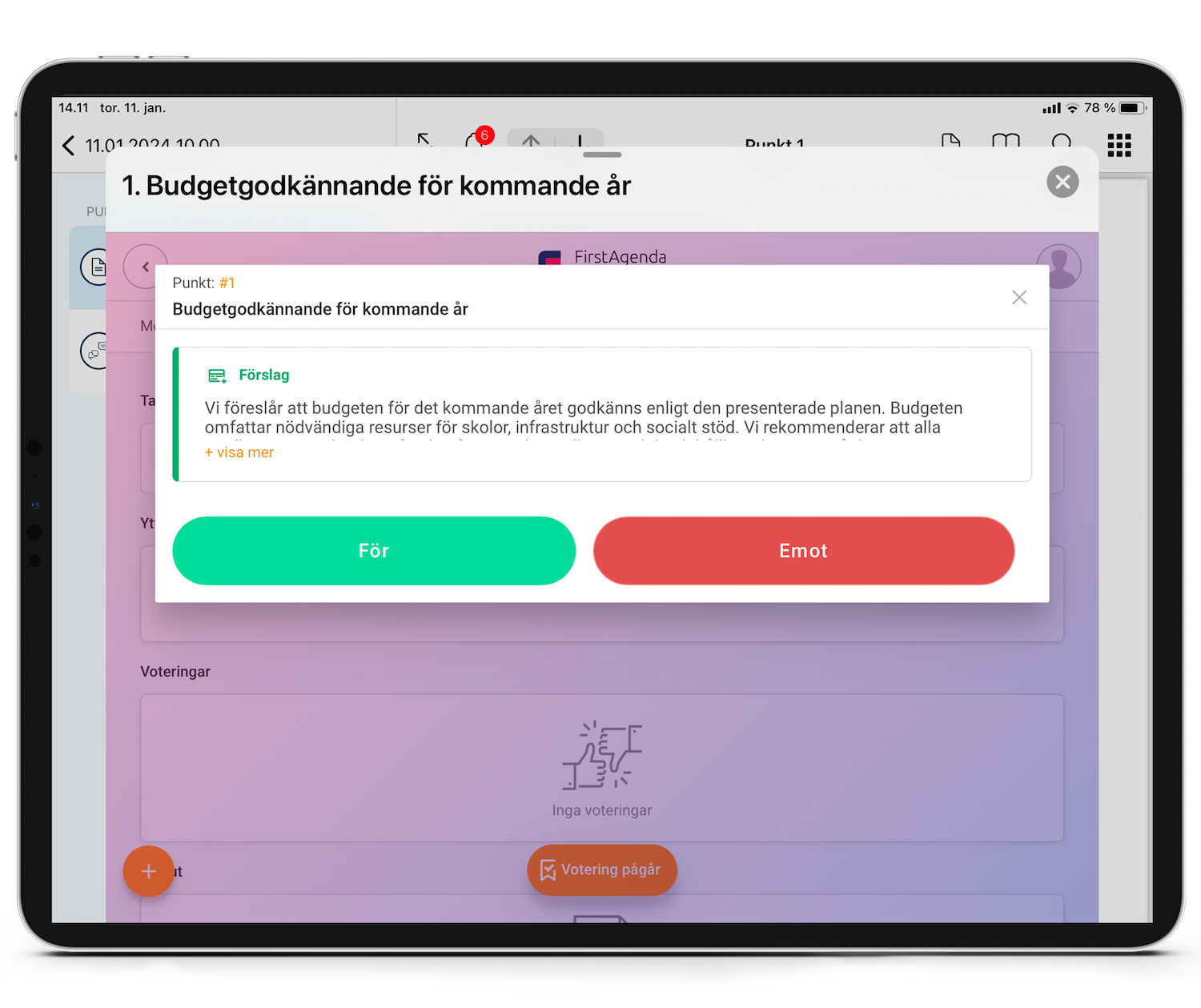 Enkel organisation av politiska möten med Live FirstAgenda