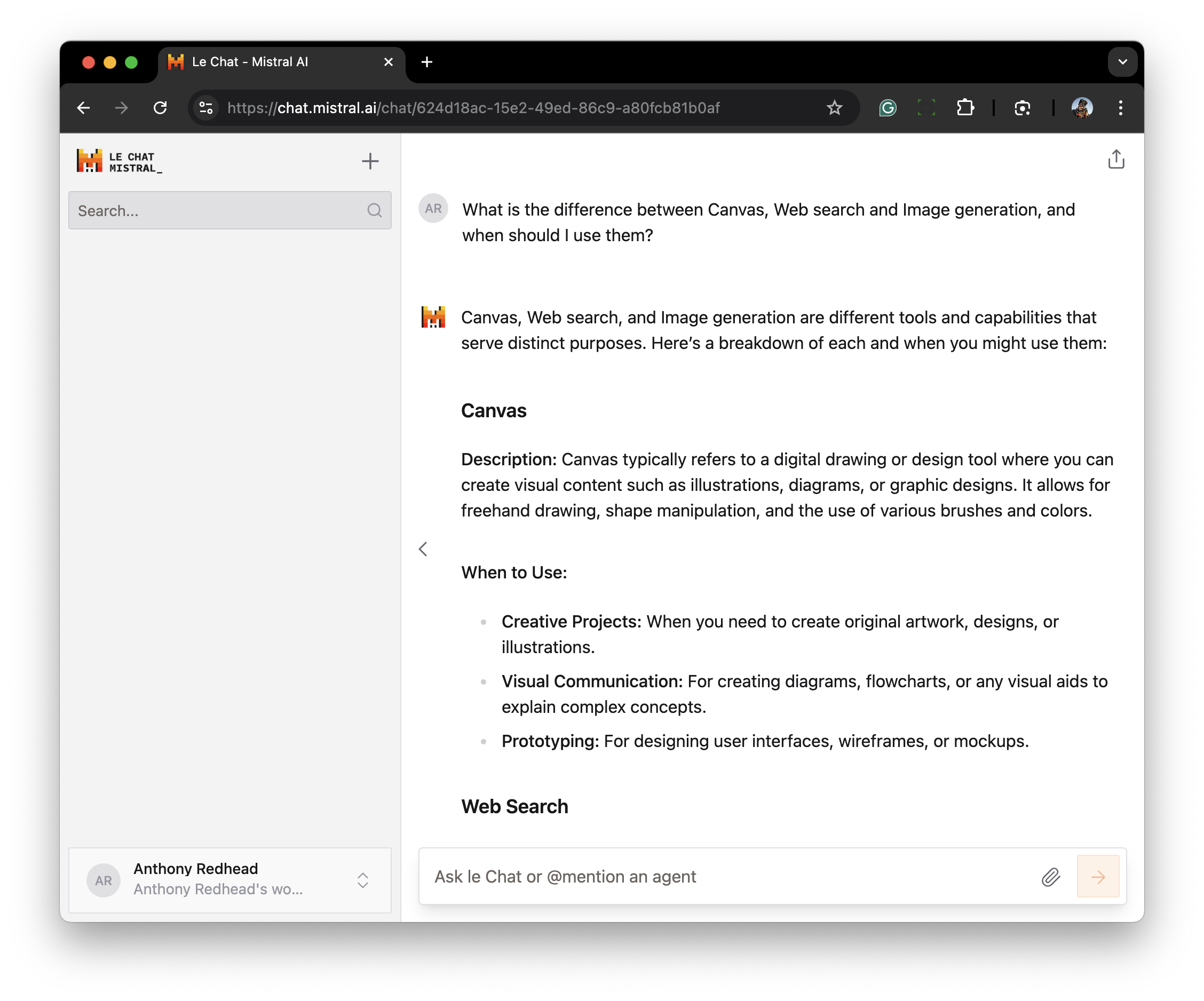 Mistral AI - Le Chat — tony redhead