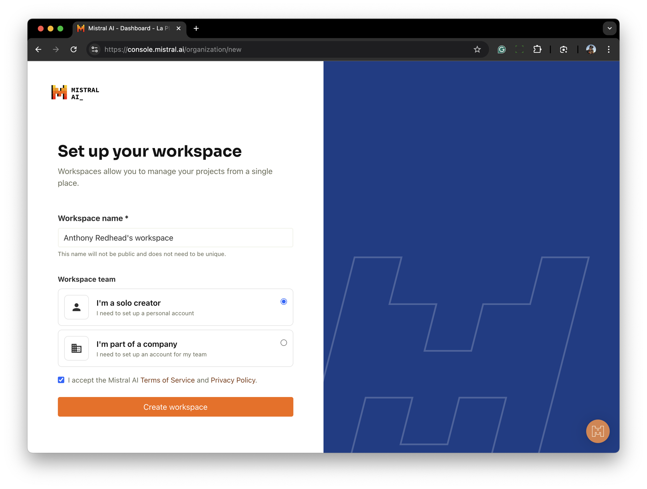 Mistral AI - Le Chat — tony redhead
