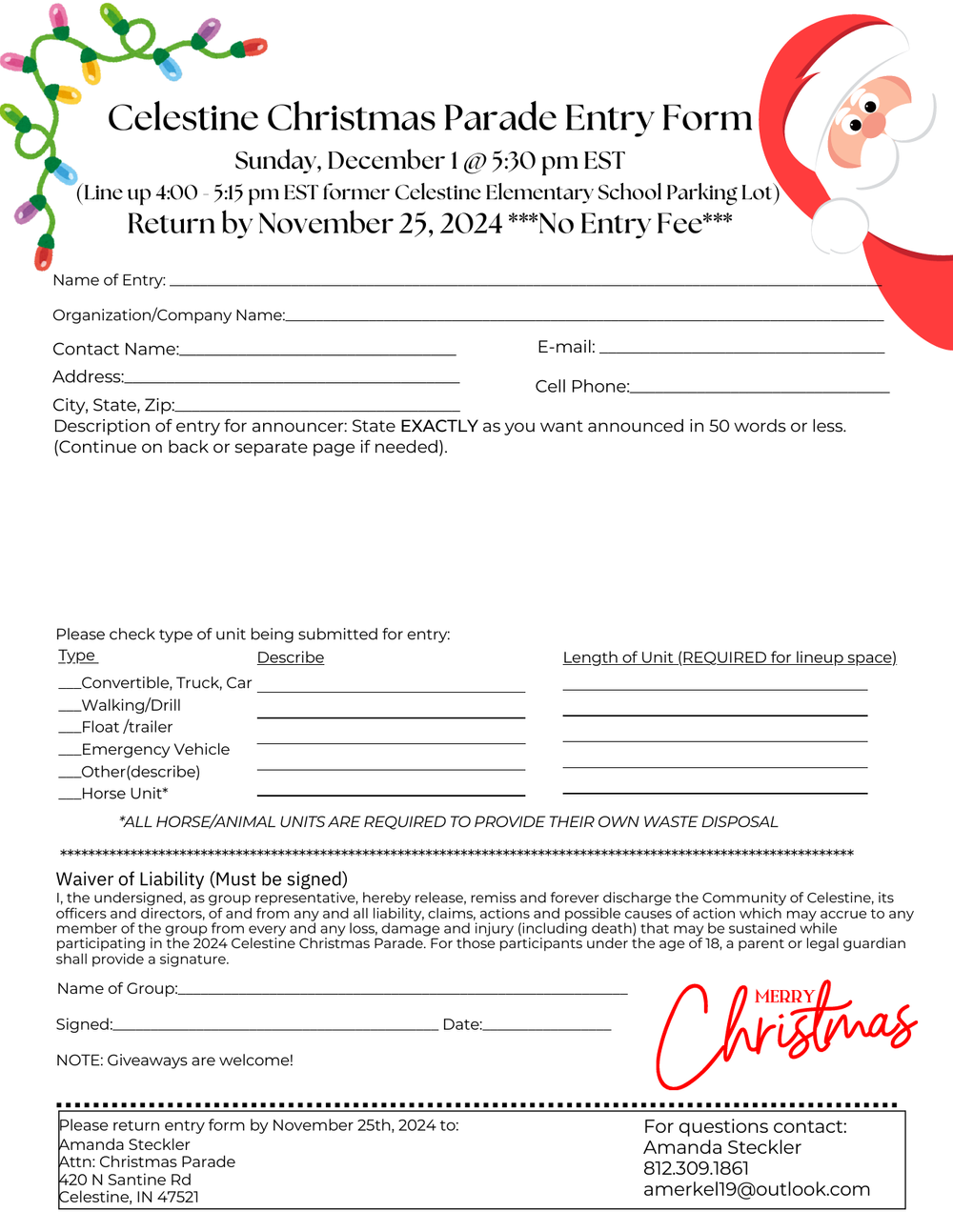 Register Now for 2024 Christmas in Celestine Parade! — Celestine Indiana
