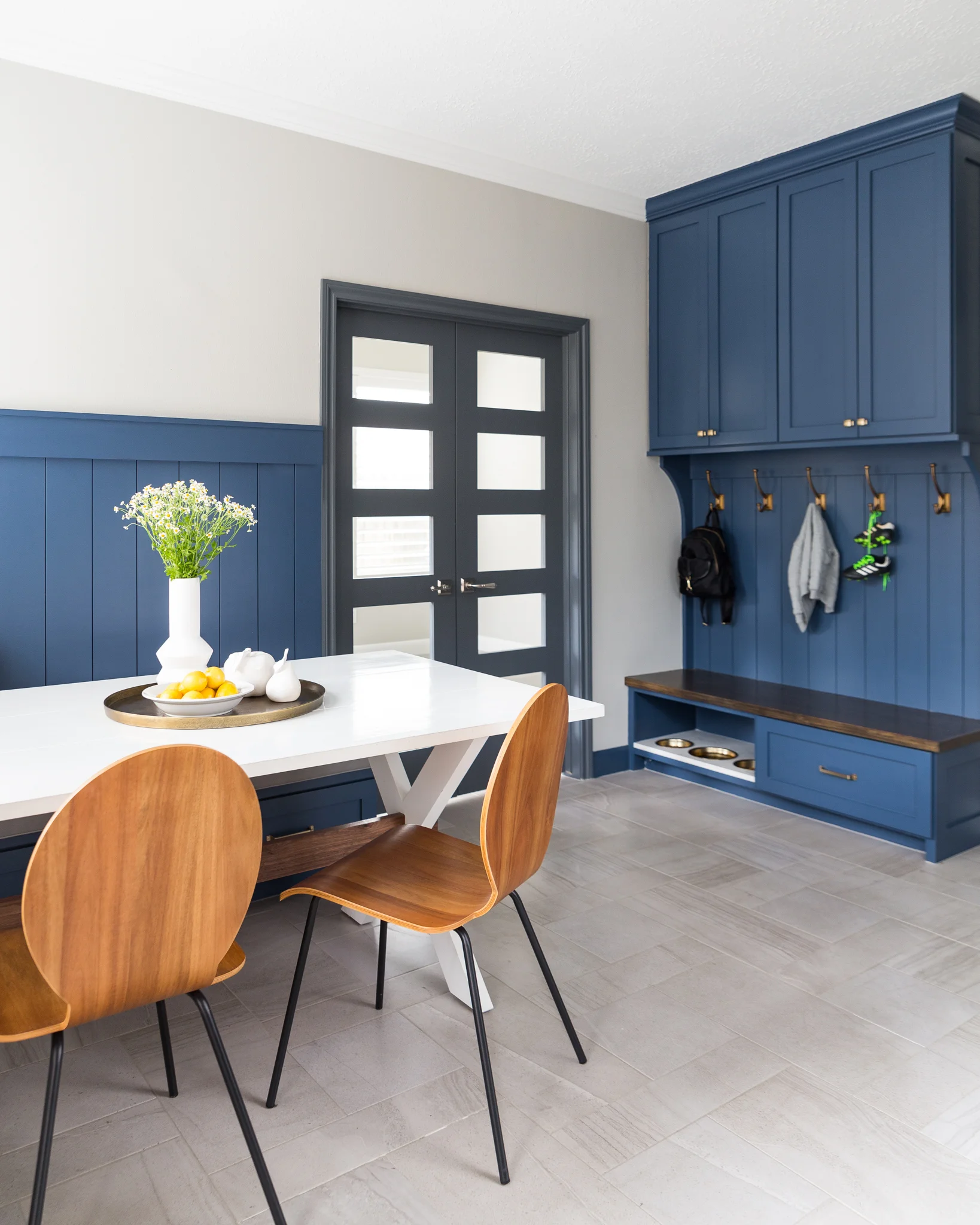 BEFORE AND AFTER - A Navy And White Kitchen And Breakfast Nook For A ...