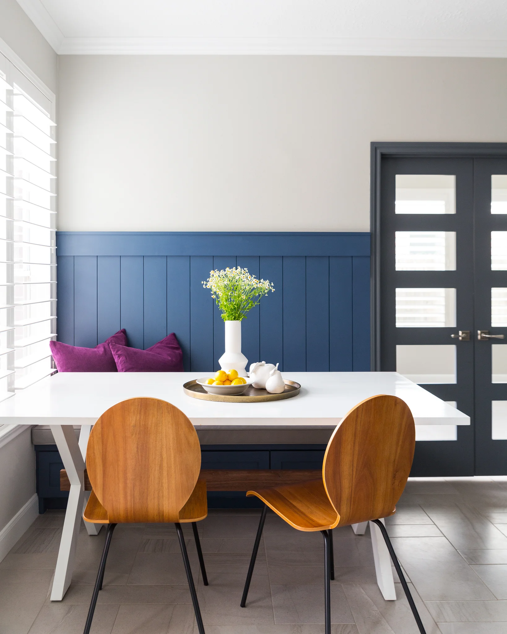 BEFORE AND AFTER - A Navy And White Kitchen And Breakfast Nook For A ...