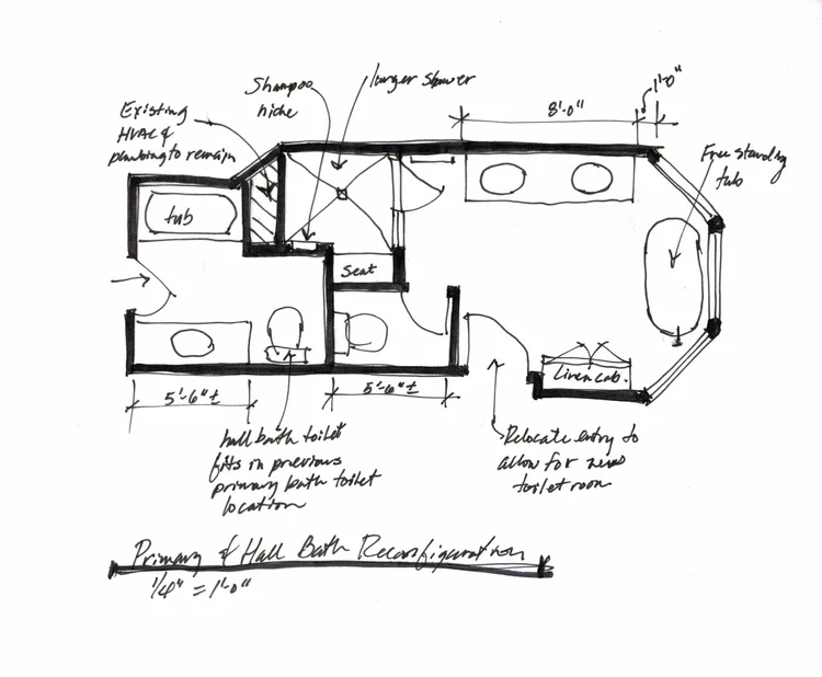 Primary Bath and Hall Bath Get an Improved Layout — DESIGNED