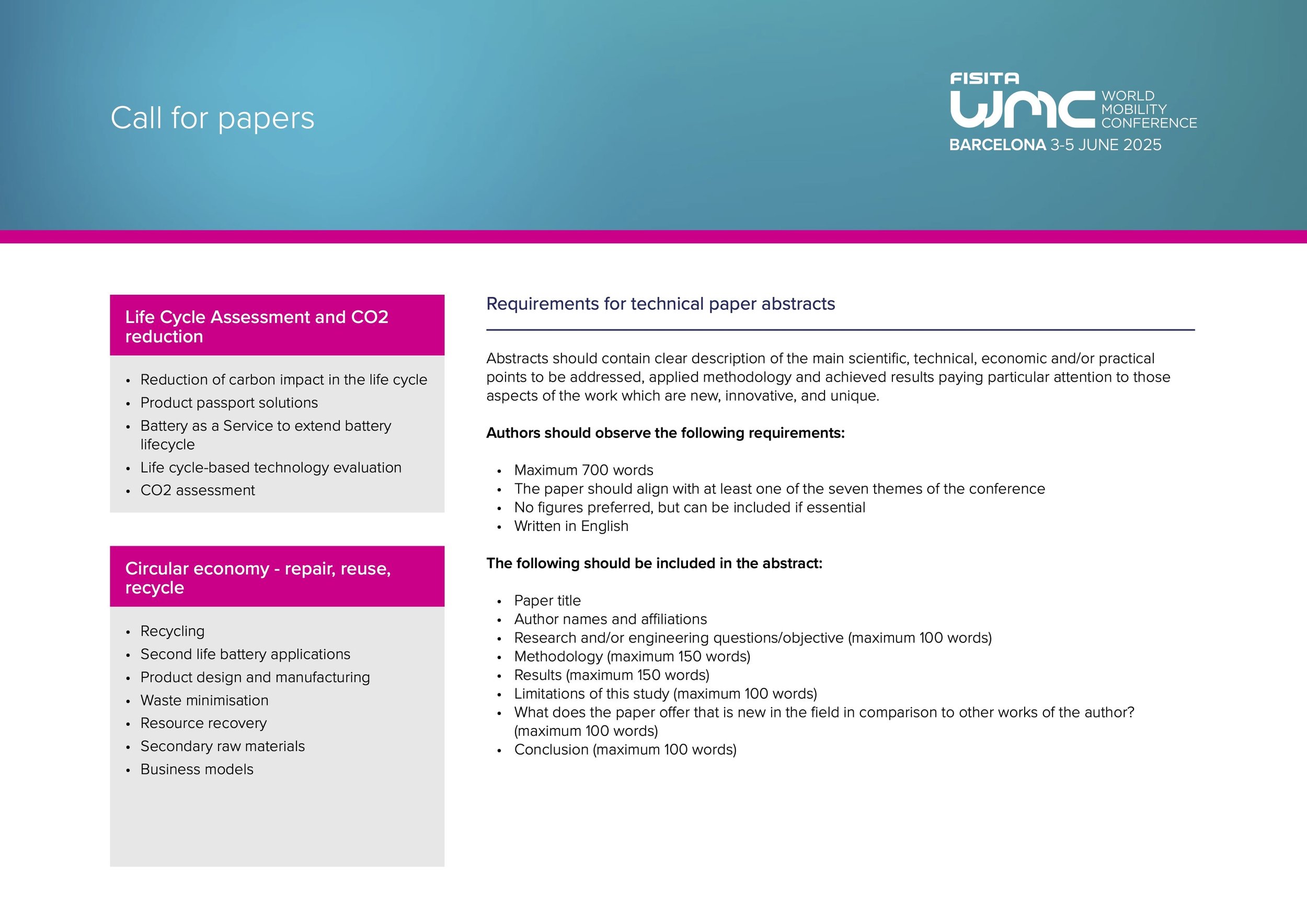FISITA 2025 World Mobility Conference - Call for Papers — ISTVS