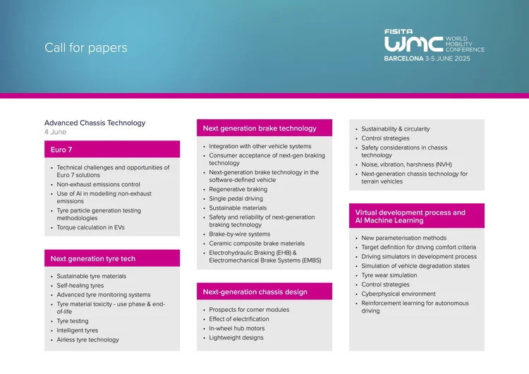 FISITA 2025 World Mobility Conference - Call for Papers — ISTVS