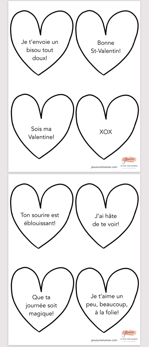 Mots doux à imprimer pour la Saint-Valentin (PDF GRATUIT) — Je suis une ...