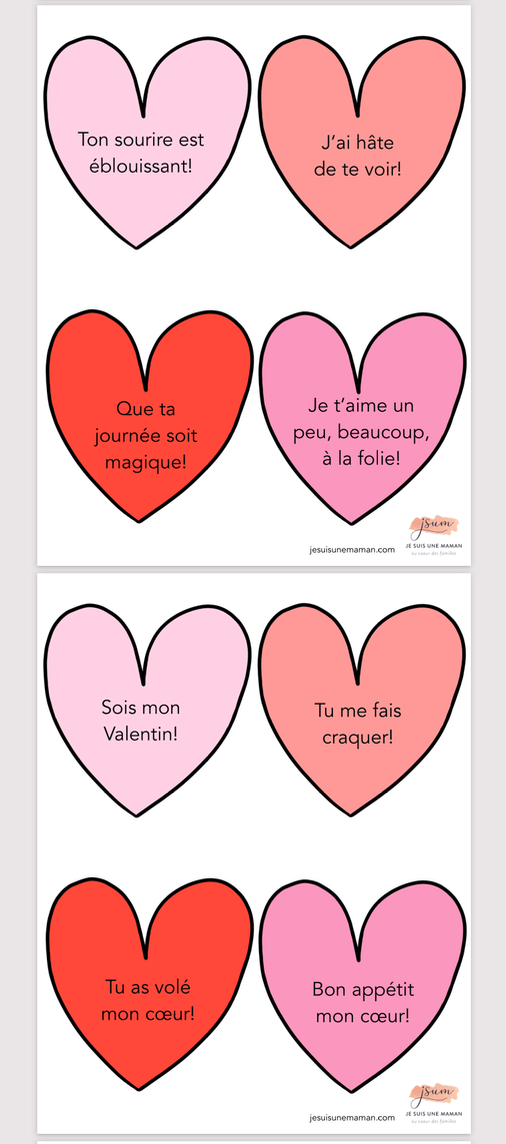 Mots doux à imprimer pour la Saint-Valentin (PDF GRATUIT) — Je suis une ...
