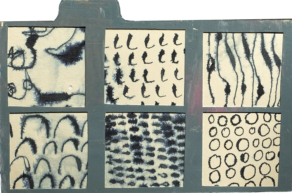 An array of mark-making moments in ink