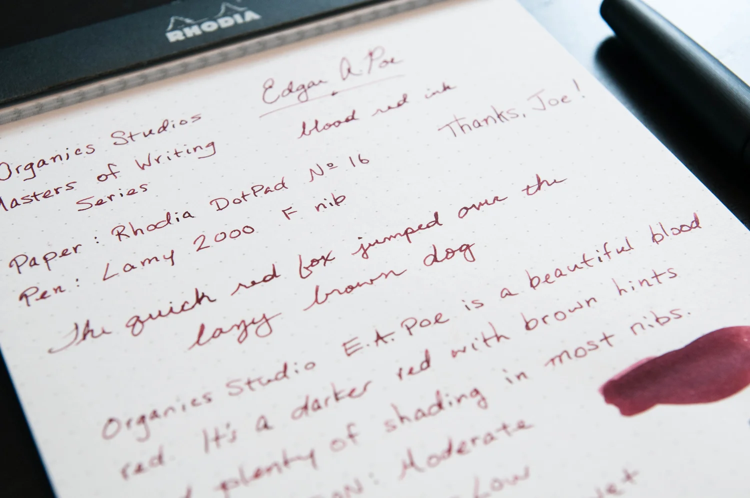Organics Studio Edgar Allen Poe Ink Review — The Pen Addict