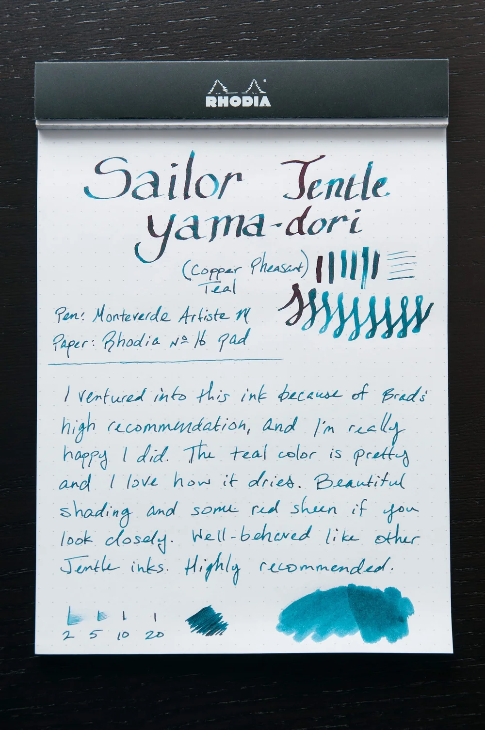 Sailor Jentle Yama-dori Ink Review — The Pen Addict