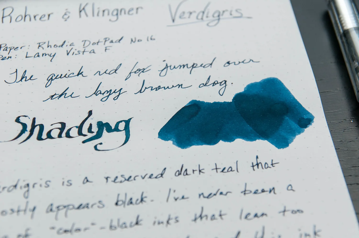 Rohrer & Klingner Verdigris Ink Review — The Pen Addict