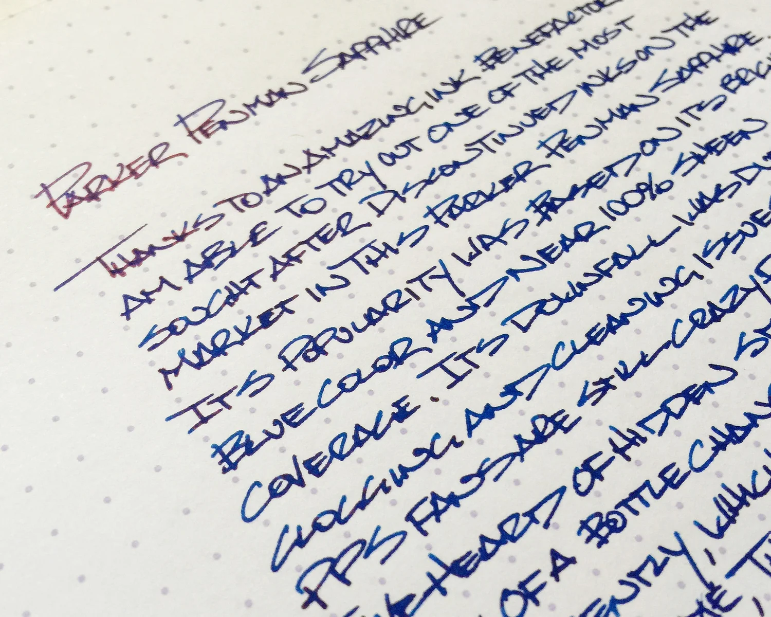 Parker Penman Sapphire Ink Review — The Pen Addict