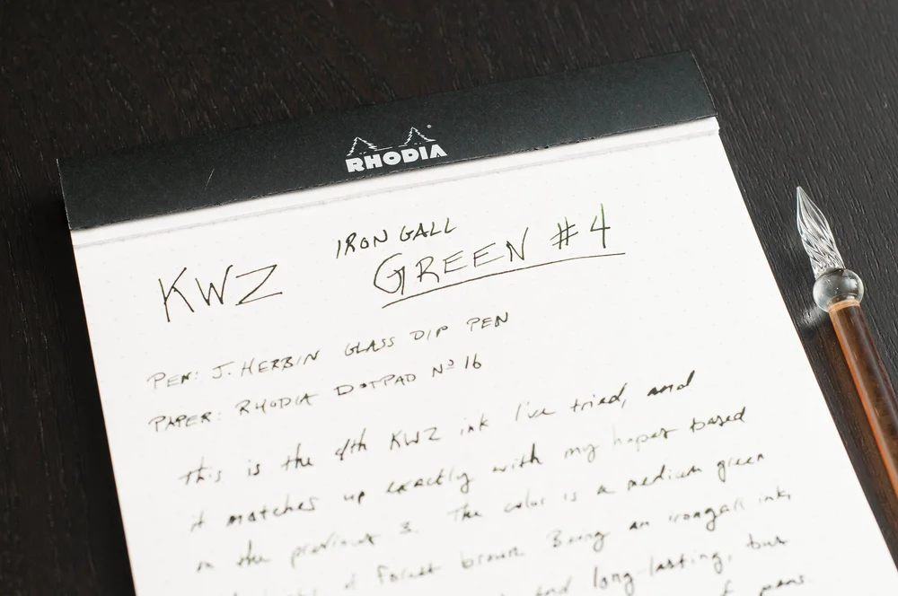 KWZ Iron Gall Green #4 Fountain Pen Ink Review — The Pen Addict