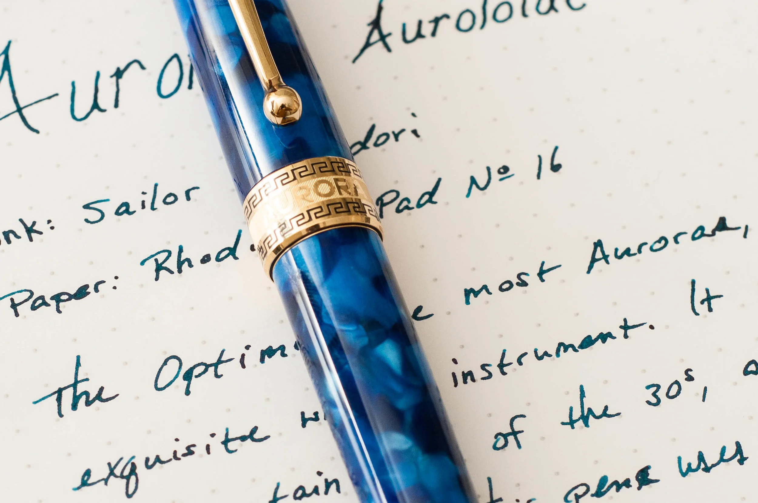 Aurora Optima Blue Auroloide Fountain Pen Review — The Pen Addict