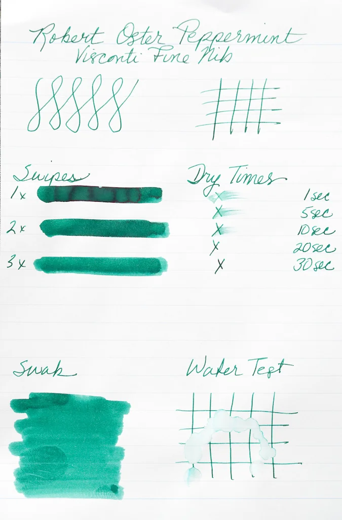 Robert Oster Signature Ink Review: Peppermint — The Pen Addict