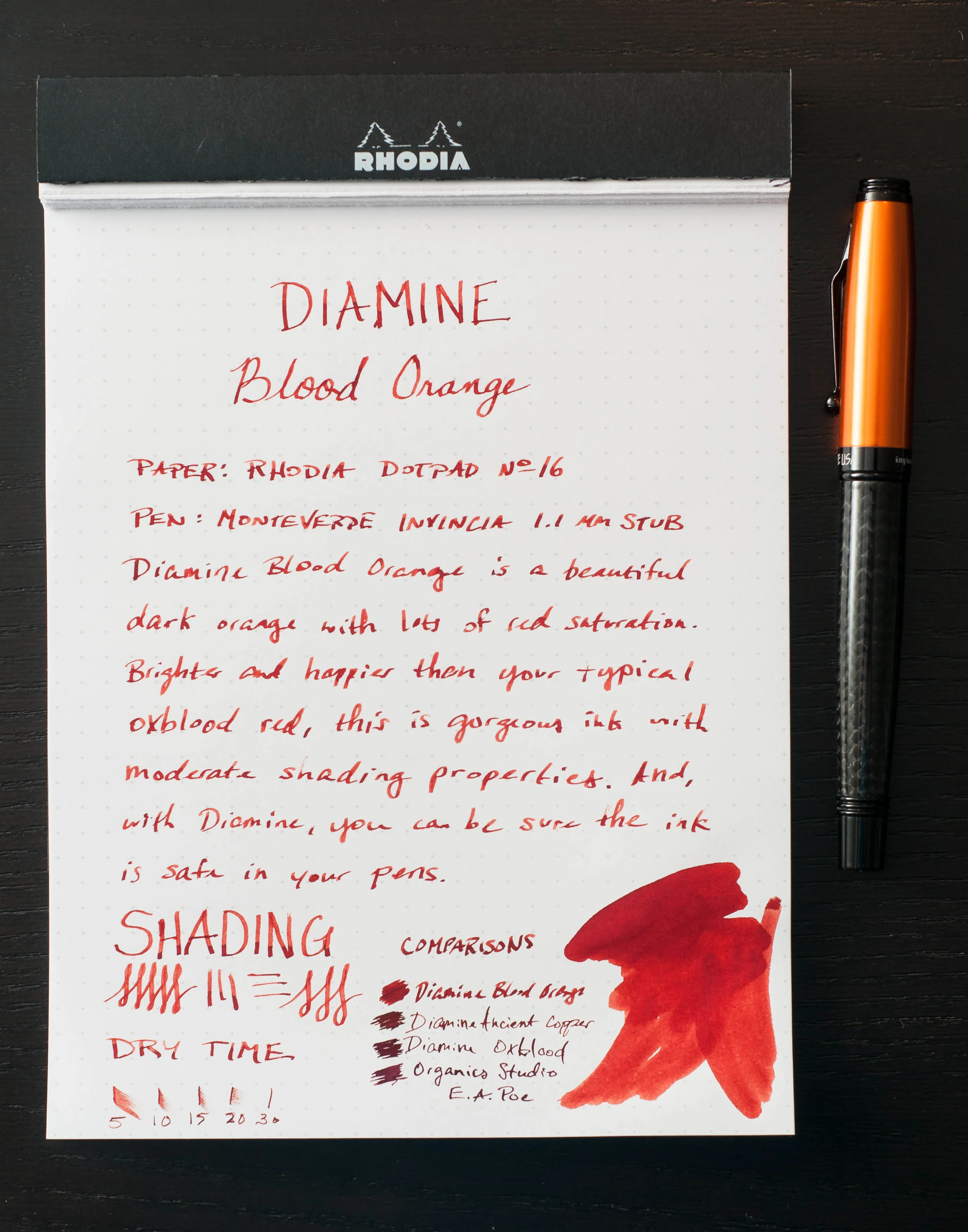 Diamine Blood Orange Ink Review — The Pen Addict