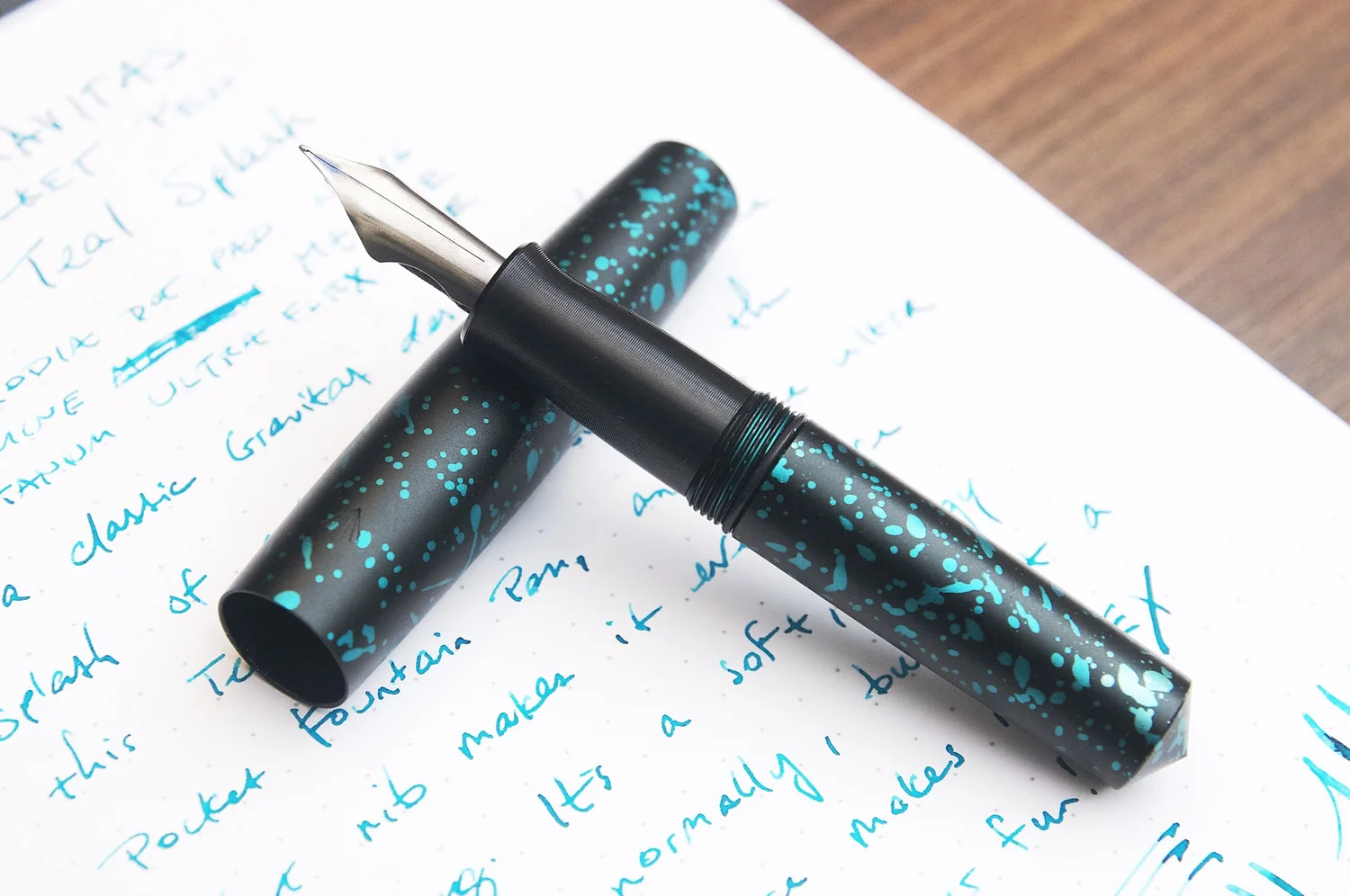 Gravitas Pocket Fountain Pen in Teal Splash Review — The Pen Addict