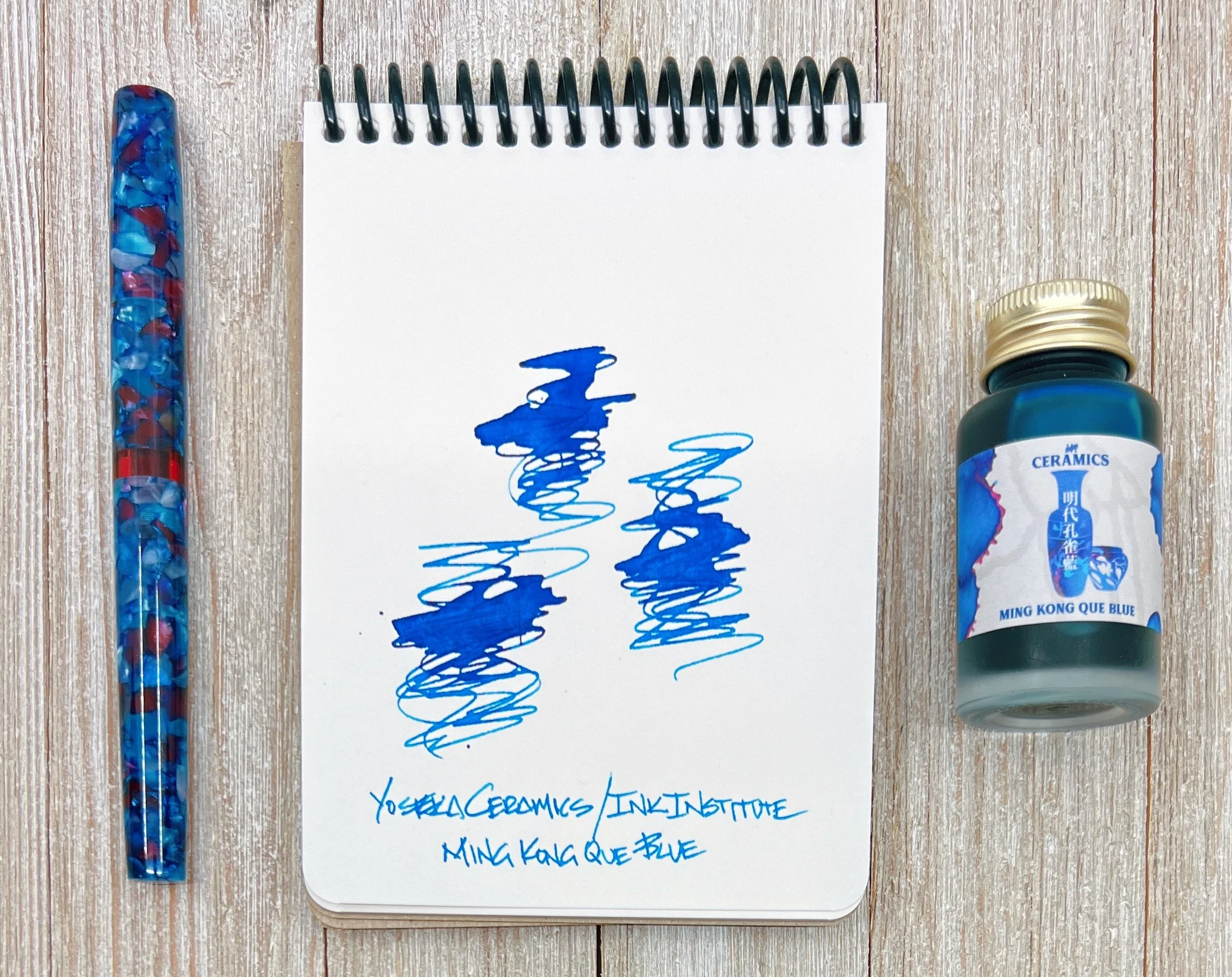 Yoseka Ceramics Ink Ming Kong Que Blue Ink Review — The Pen Addict