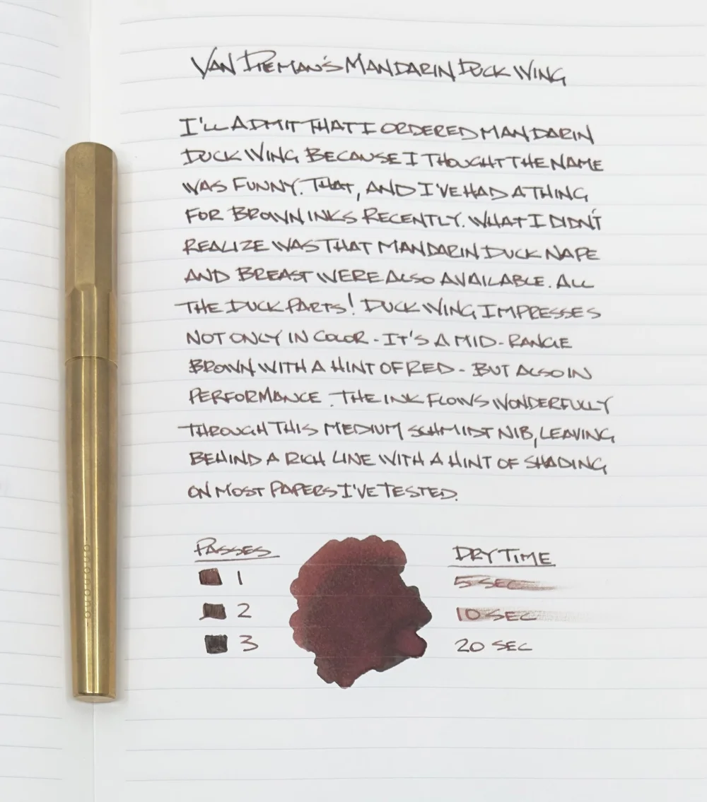 Pairings Party: Andhand Method Fountain Pen, Van Dieman’s Mandarin Duck ...