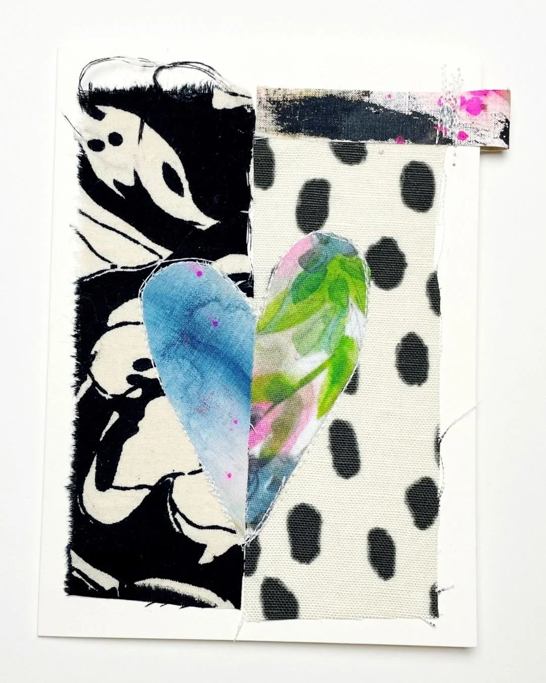 Fabric Valentine Cards: Stitched Fabric Hearts & Mixed Media by Roben ...