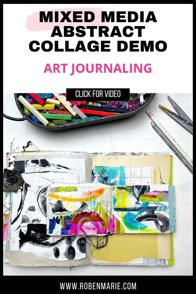 Mixed Media Collage Process in Mini Journal Demo Video