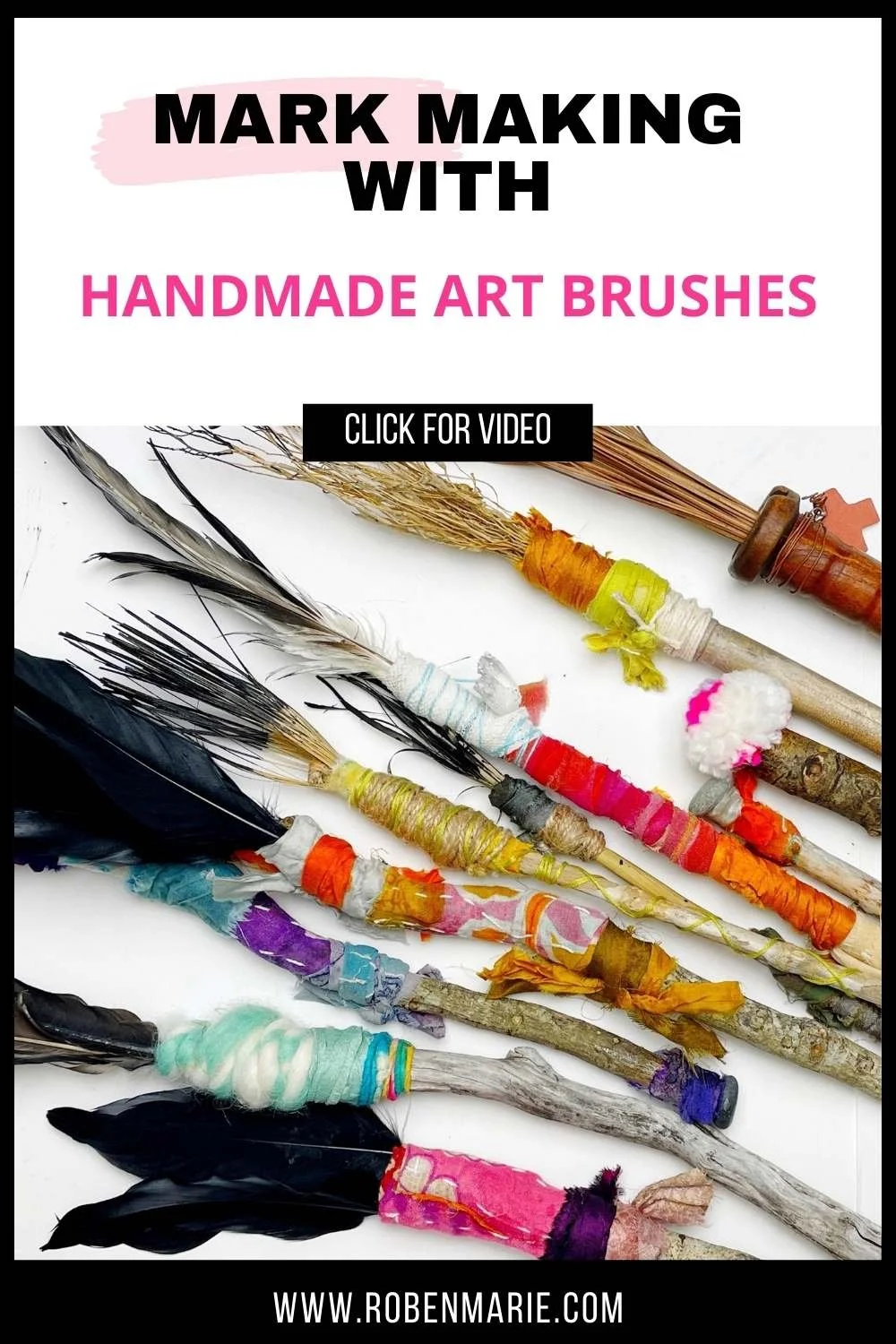 Mark Making with Handmade Art Brushes Video Tutorial with Roben-Marie Smith