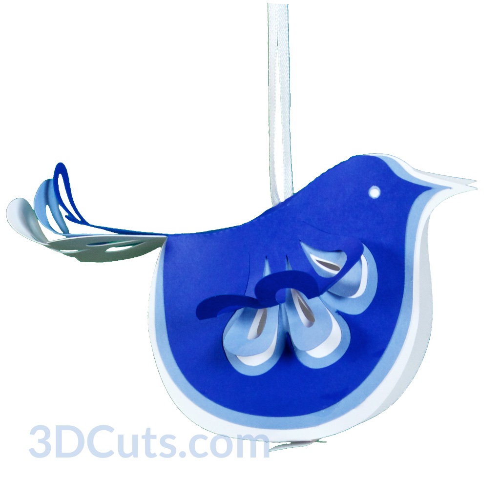 Ornament Folk Art Bird — 3DCuts.com