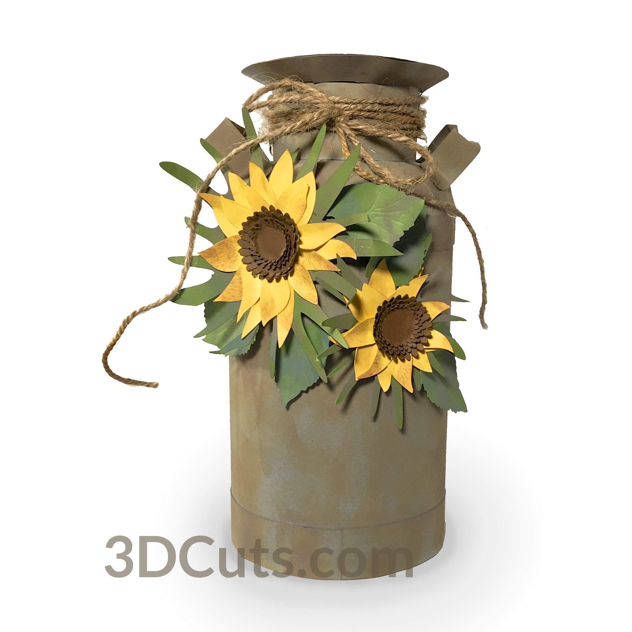 Milk Can with Sunflowers — 3DCuts.com