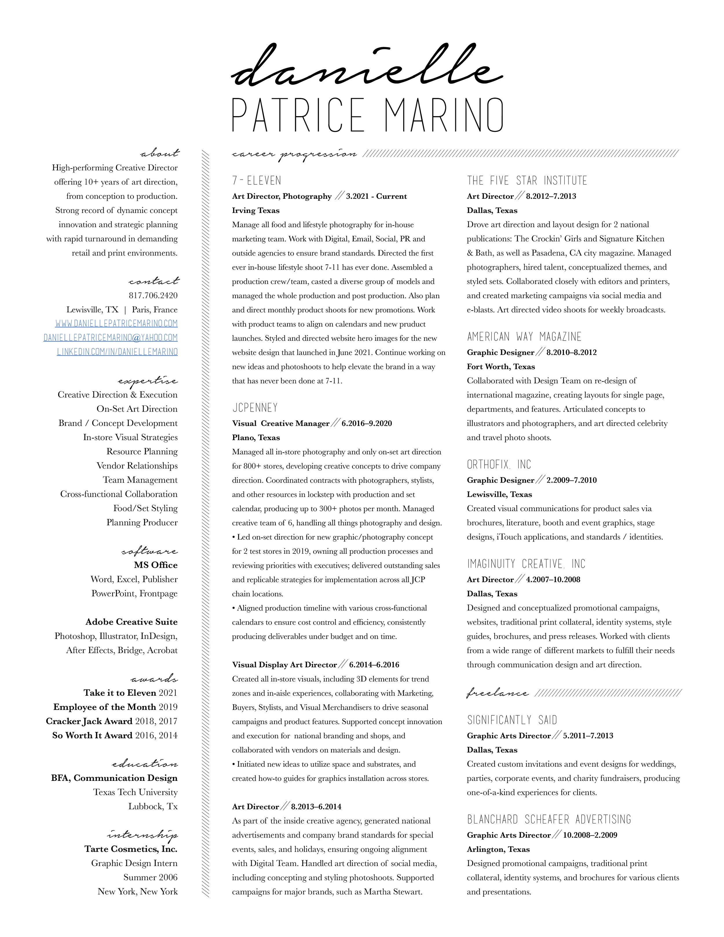 Resume — Danielle Patrice Marino