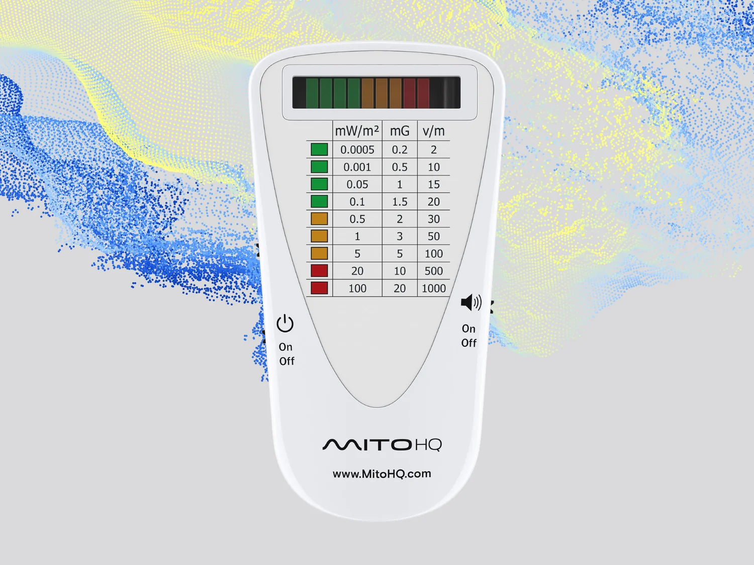 Mito EMF Meter 3D Rendering — Front Design