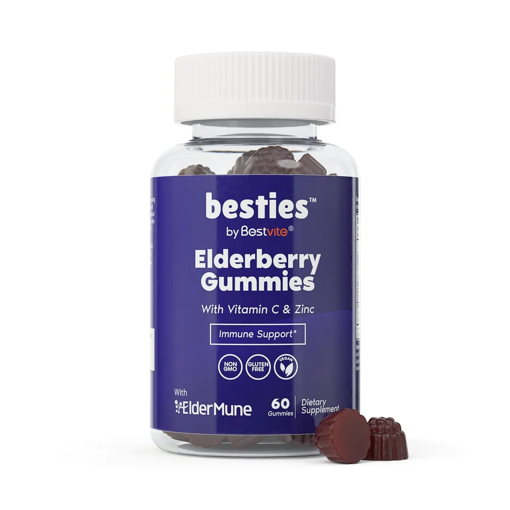 Besties Elderberry Vitamin Gummies 3D Model and Render — Front Design