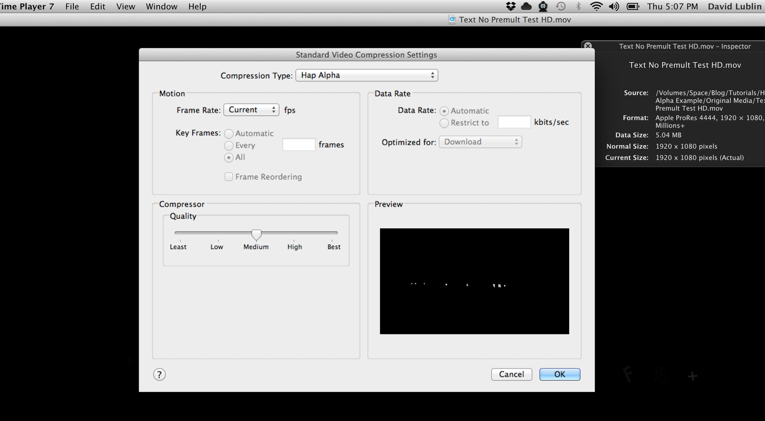Exporting Motion projects as Hap Alpha movies to use with VDMX — VDMX - MAC VJ SOFTWARE
