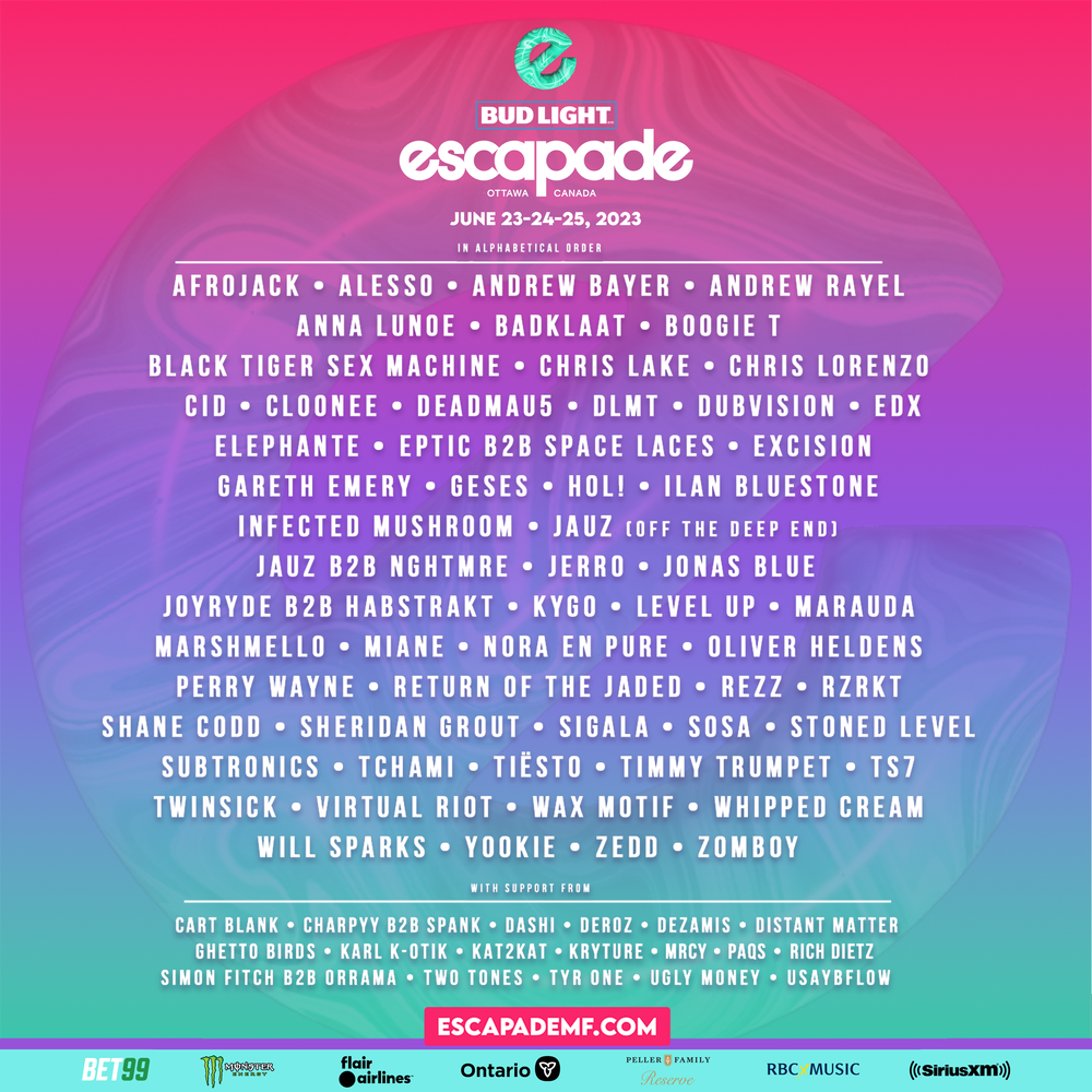 Escapade 2023 lineup — EDM Canada