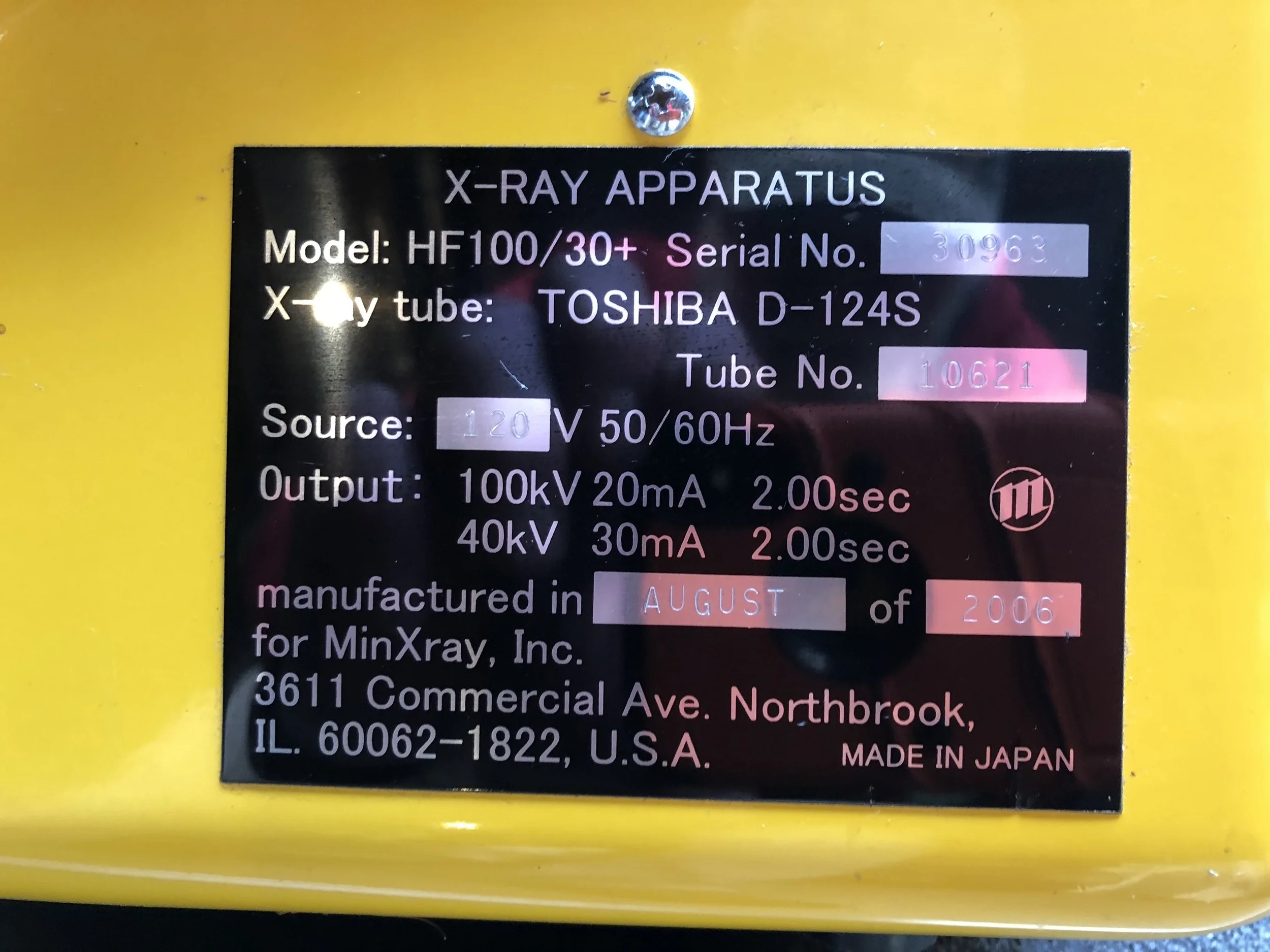 SOLD $7000 SOLD 2005 MinXray HF100/30 and Allpro CR Equine System PICK ...