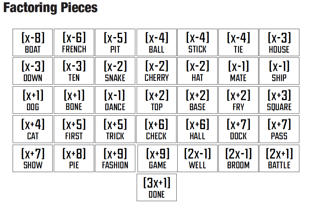 Factoring Puzzle — roybot