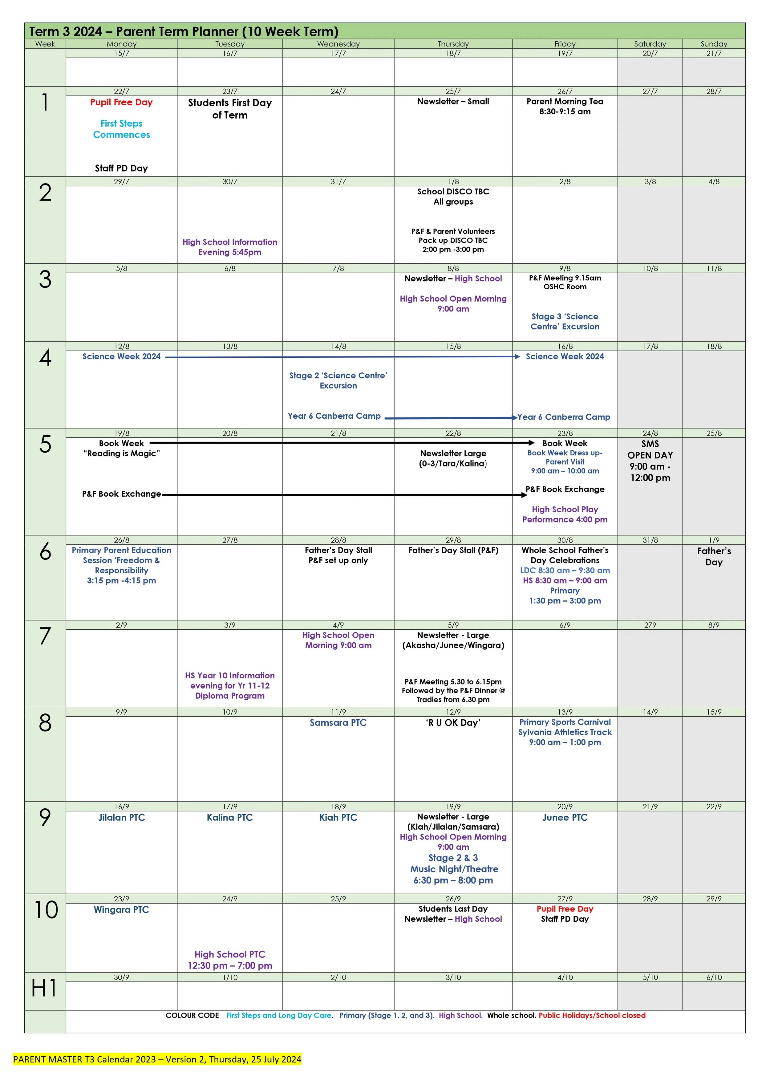 Term Calendar — Sydney Montessori School