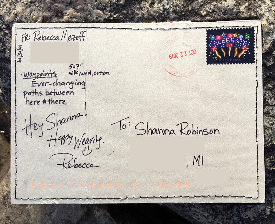 Travels of one tapestry postcard — Rebecca Mezoff