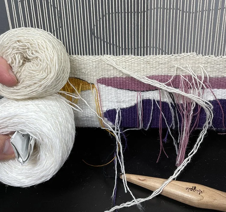 Sampling for a new large-format tapestry — Rebecca Mezoff