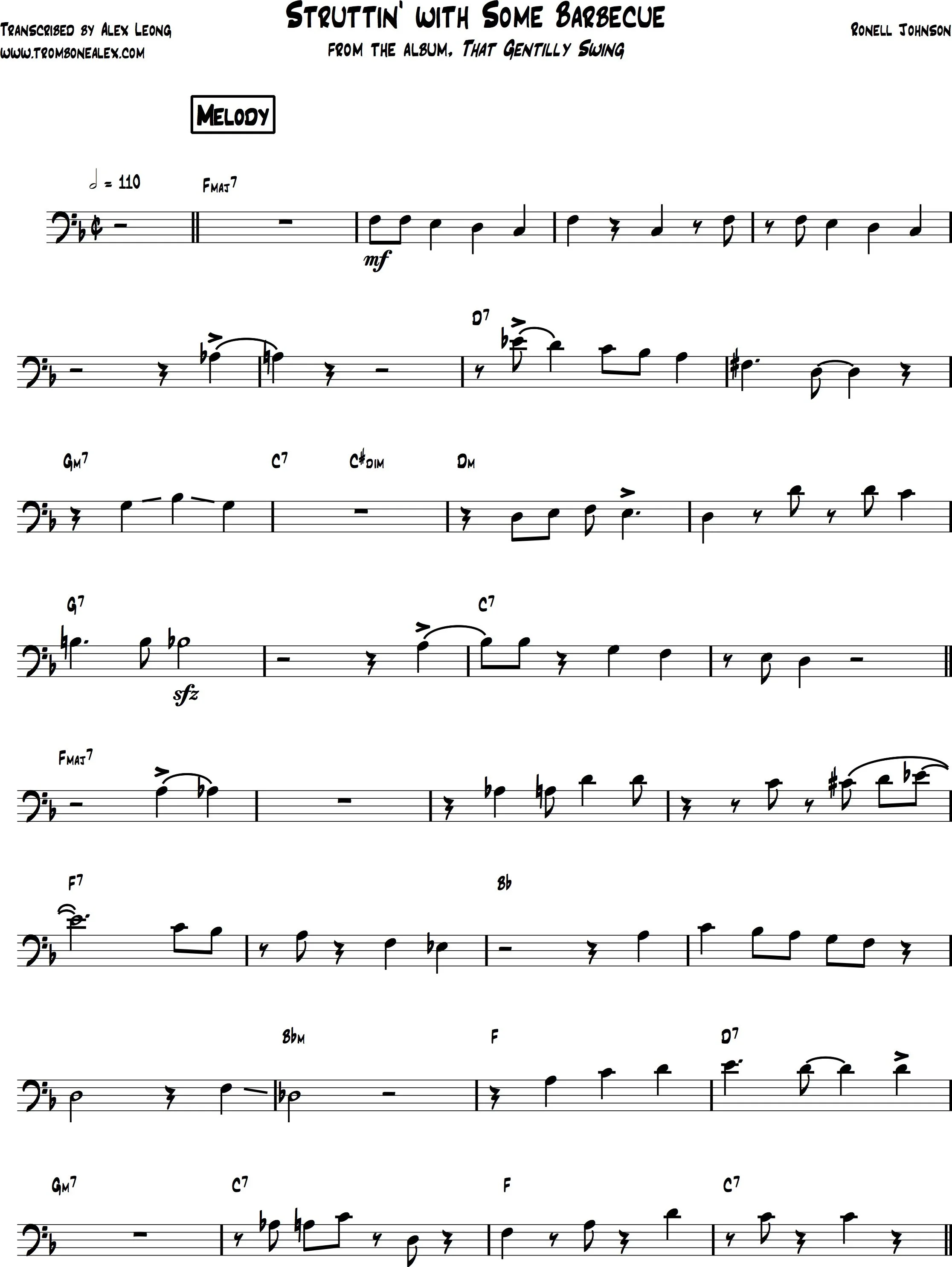 "Struttin' with Some Barbecue" - Ronell Johnson | trombone.alex