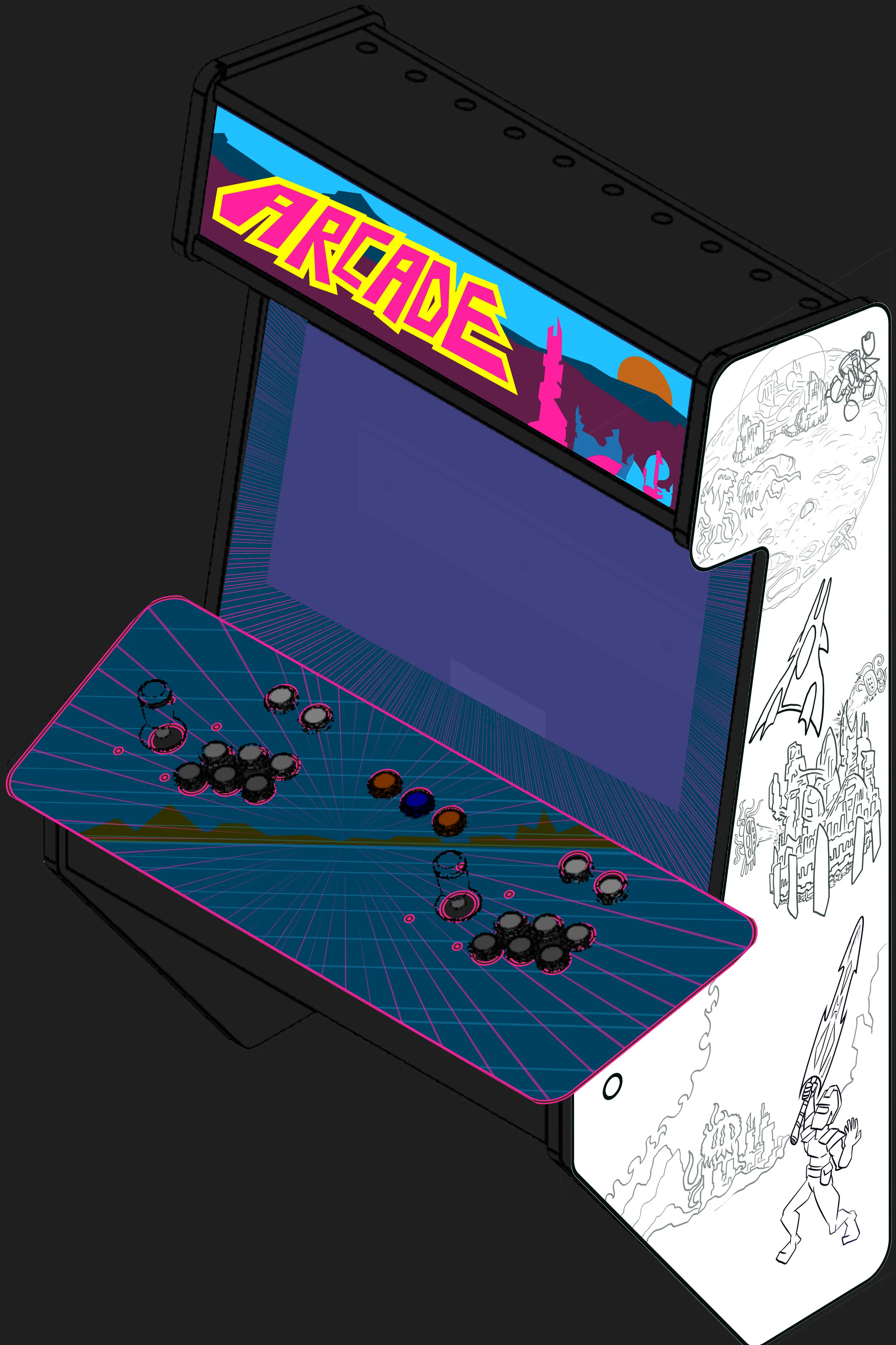 Illustrations for a Custom Arcade Cabinet — Blog of an Interactive ...