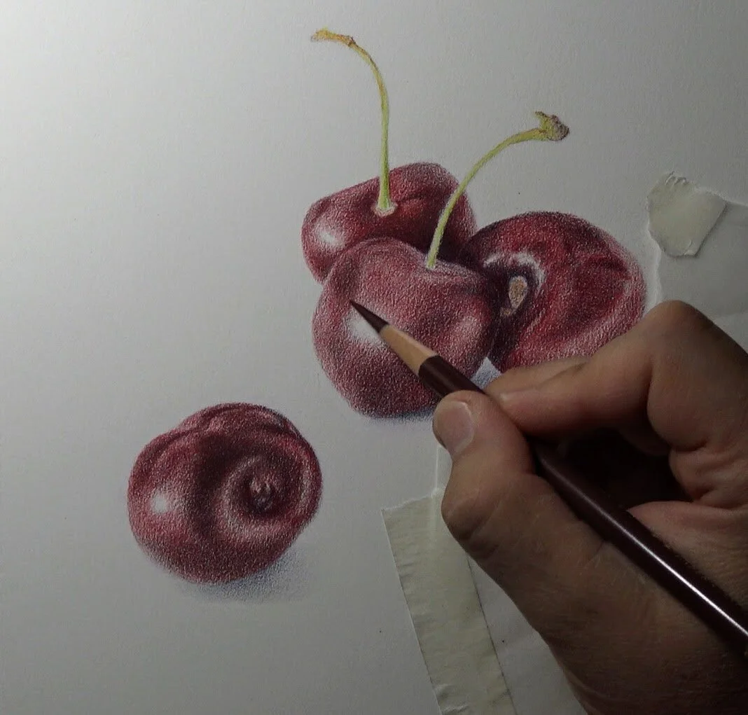 How To Draw Cherries Tutorial Using Colored Pencil — Sharpened Artist